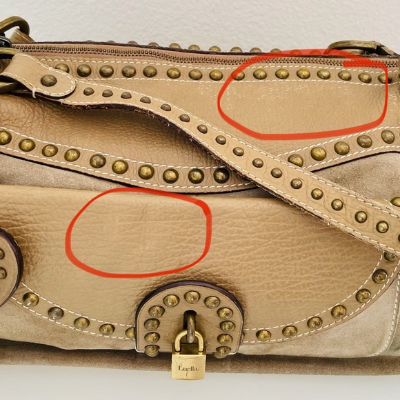 Bags | Luella Cognac Studded Large Genuine Suede Duffel Bag | Poshmark